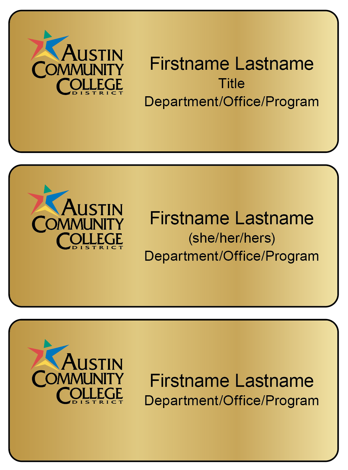 ACC Name Tags | ACC Brand Guide | Austin Community College District